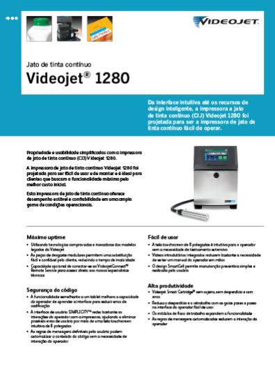 Documentação da impressora Inkjet Videojet 1280