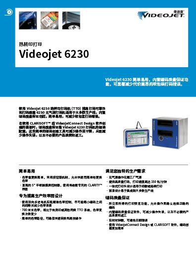 铜字粒打码机升级 - Videojet 6230 - 热转印色带打码机