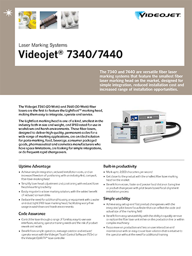 Videojet® 7340 /7440 Fiber Laser Marking Machines