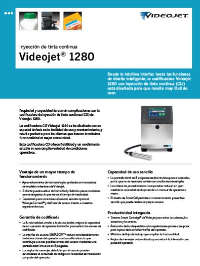Documentación de la impresora inkjet Videojet 1280