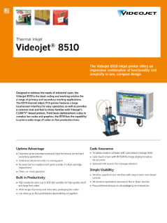 Videojet 8510 Specification Sheet